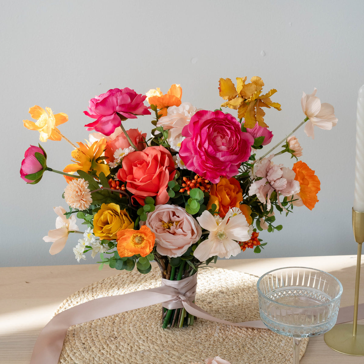 Sunny Joy - Hot Pink and Mustard Yellow Wild Flower Wedding Bouquet ...